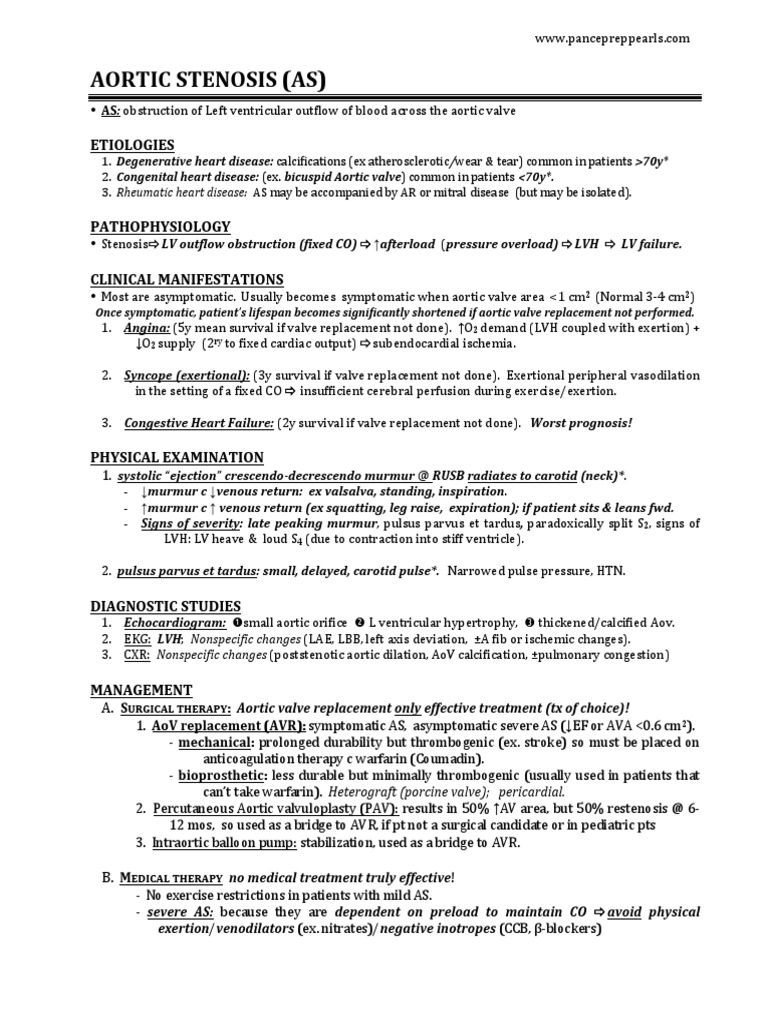 PANCE Prep Pearls Valvular Disease | PDF | Heart Valve | Pulse