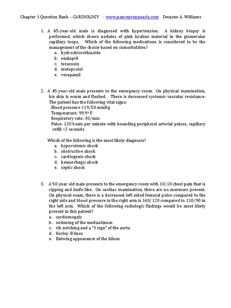 PANCE Prep Pearls Cardio Questions PDF | PDF | Shock (Circulatory ...