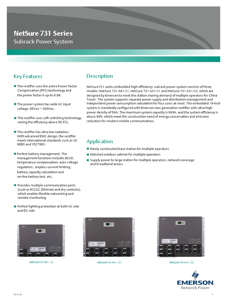 Netsure 731 Aa1 Datasheet | Rectifier | Electric Power System
