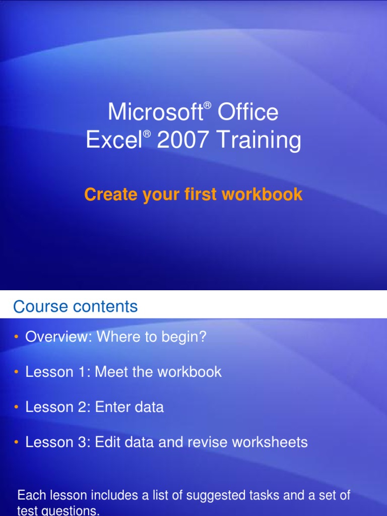 Excel 2007-Create Your First Workbook | PDF