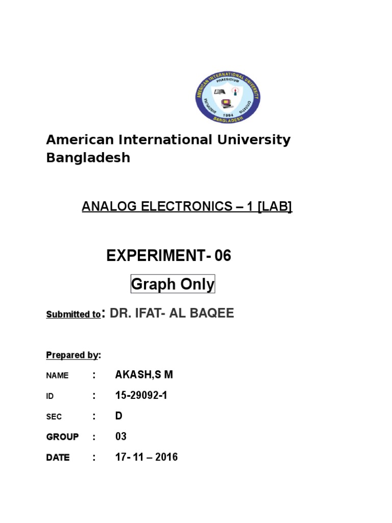Experiment-06 Graph Only: American International University Bangladesh | PDF | Computers