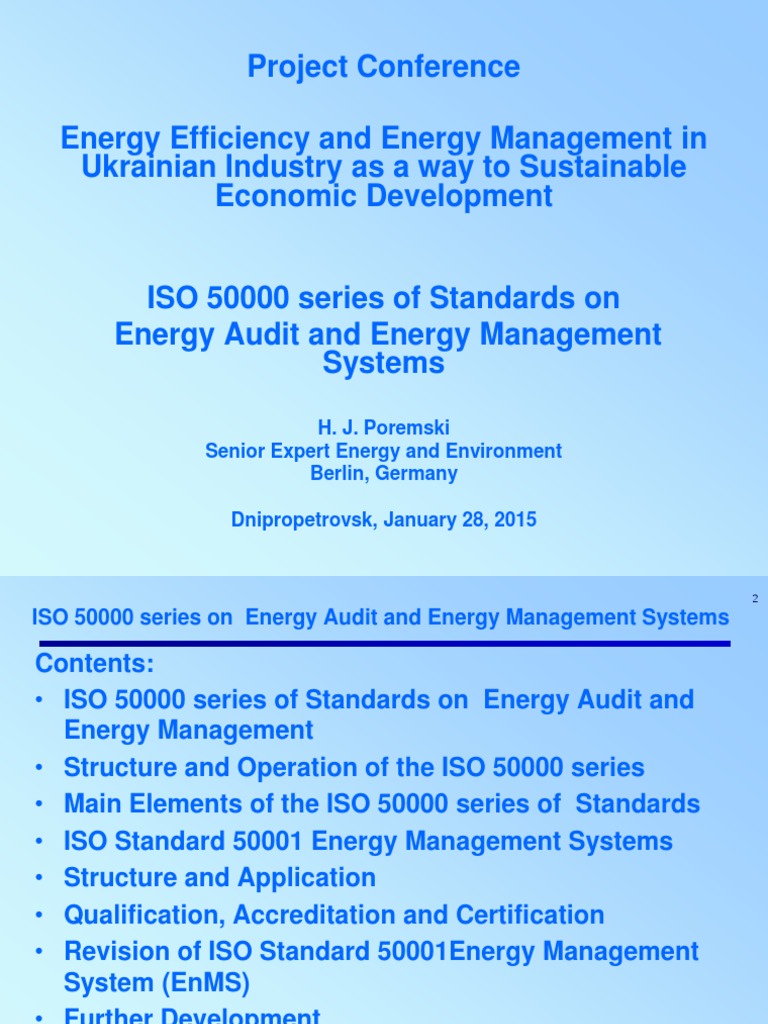 An Overview of the ISO 50000 Series of Standards on Energy Audit and ...