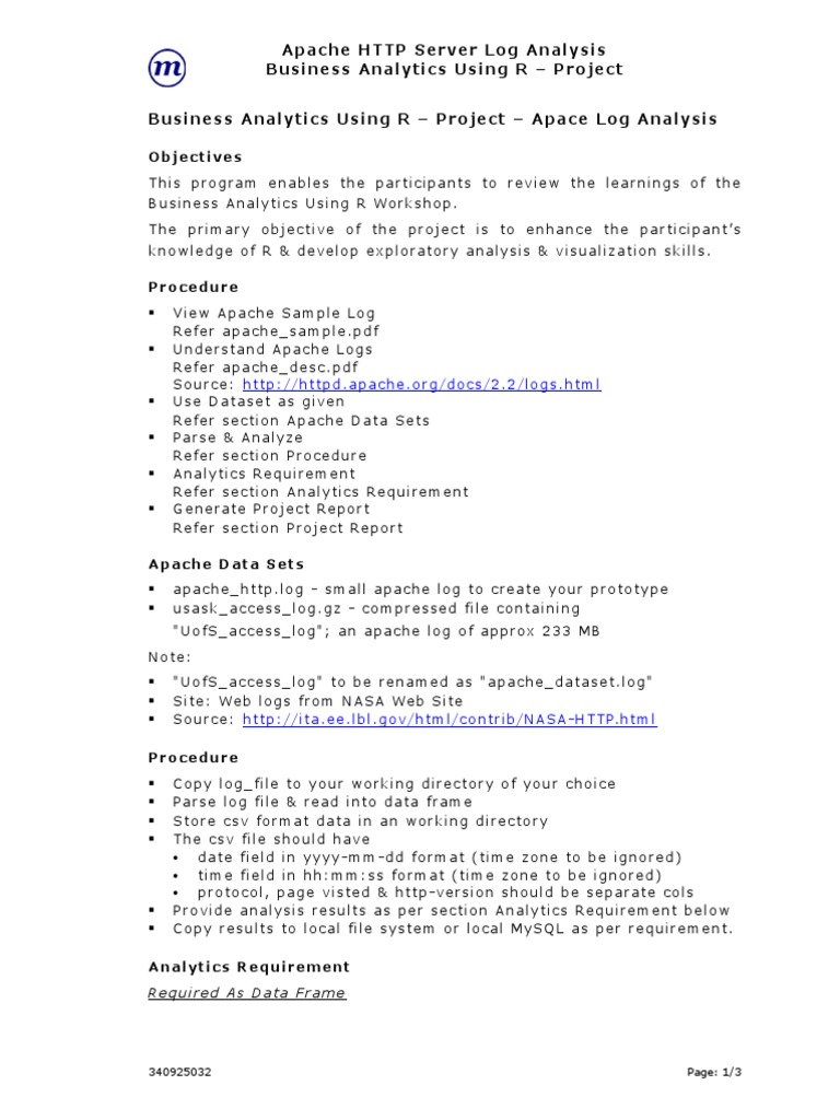 Apache HTTP Server Log Analysis Business Analytics Using R - Project ...