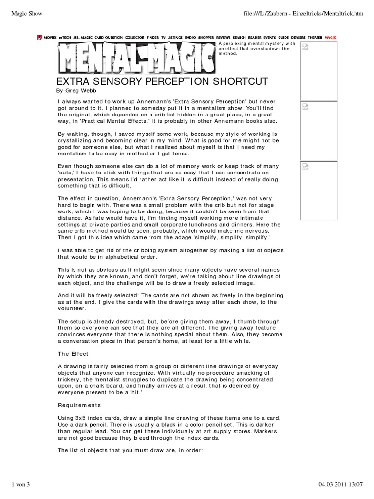 Greg Webb - Extra Sensory Perception Shortcut | PDF