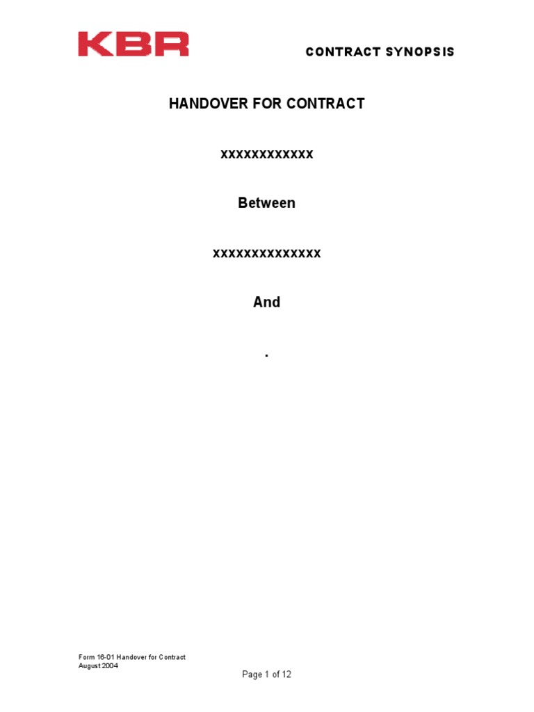 16 01 Contract Handover Form | PDF | Insurance | Economies