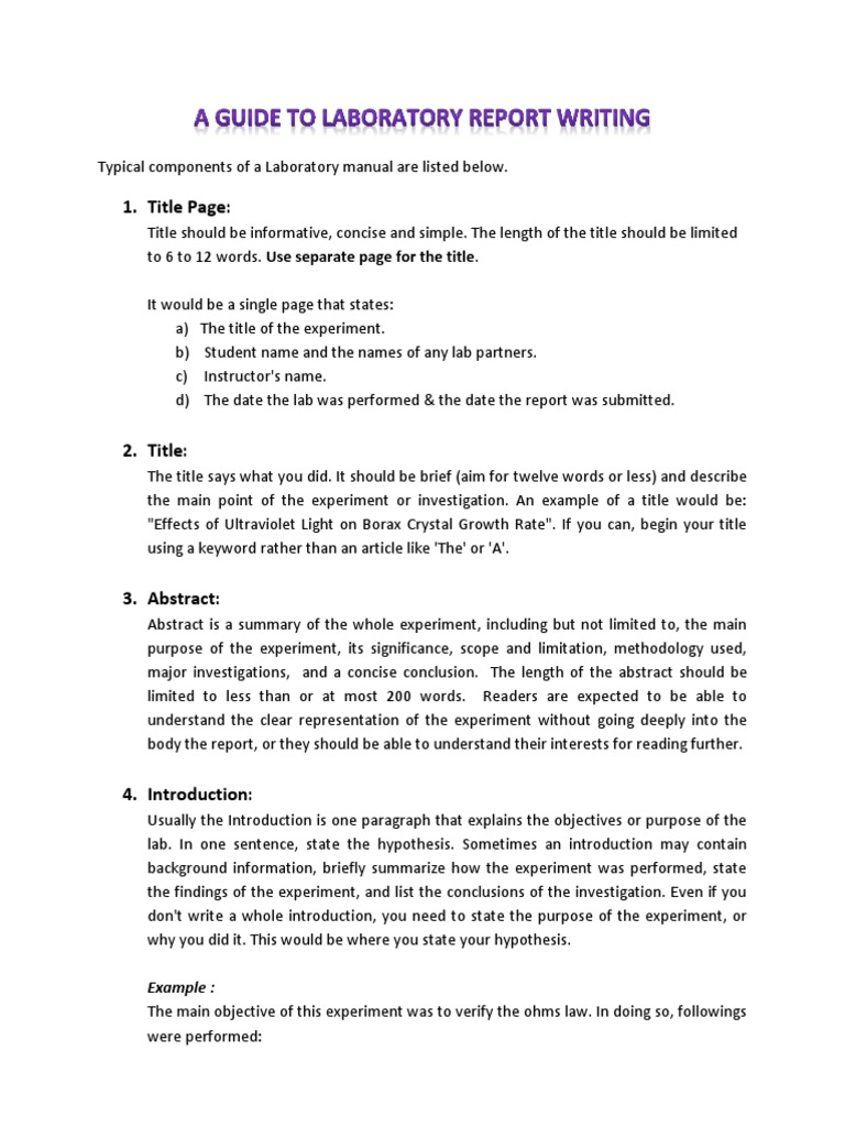 Report Writing Guideline | PDF | Abstract (Summary) | Experiment
