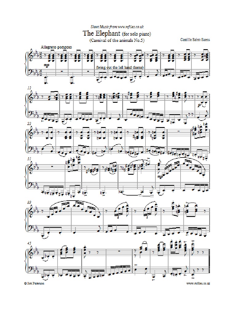 Carnival of The Animals Elephant Camille Saint Saens PDF | PDF