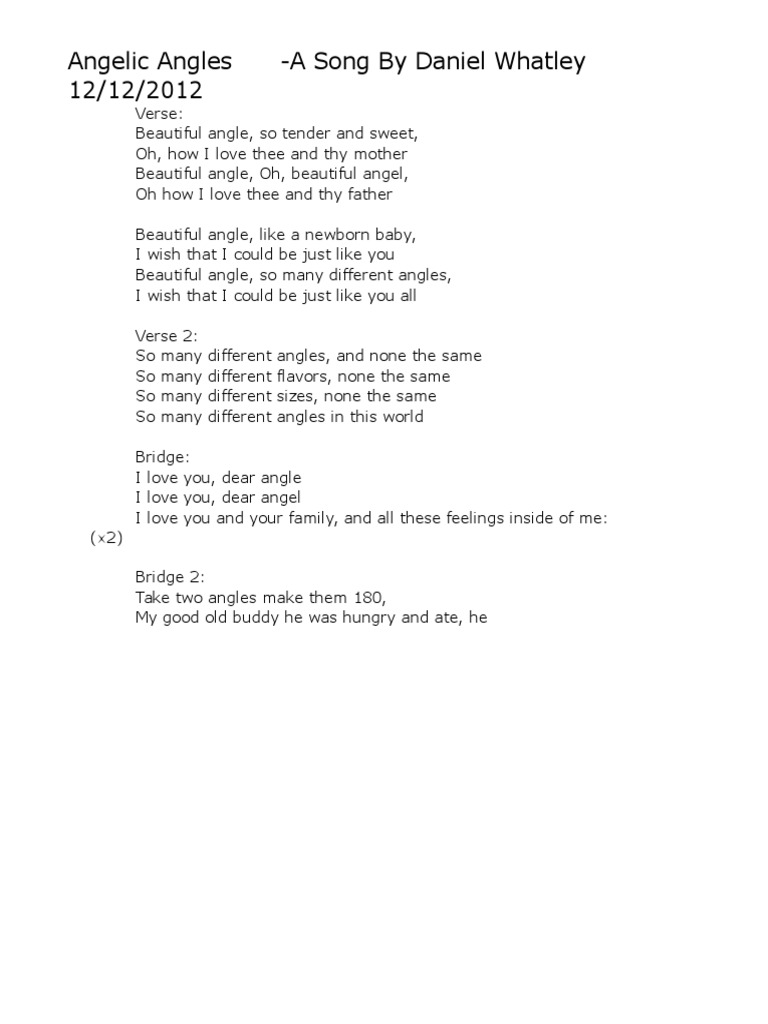 Angelic Angles - A Song by Daniel Whatley 12/12/2012 | PDF