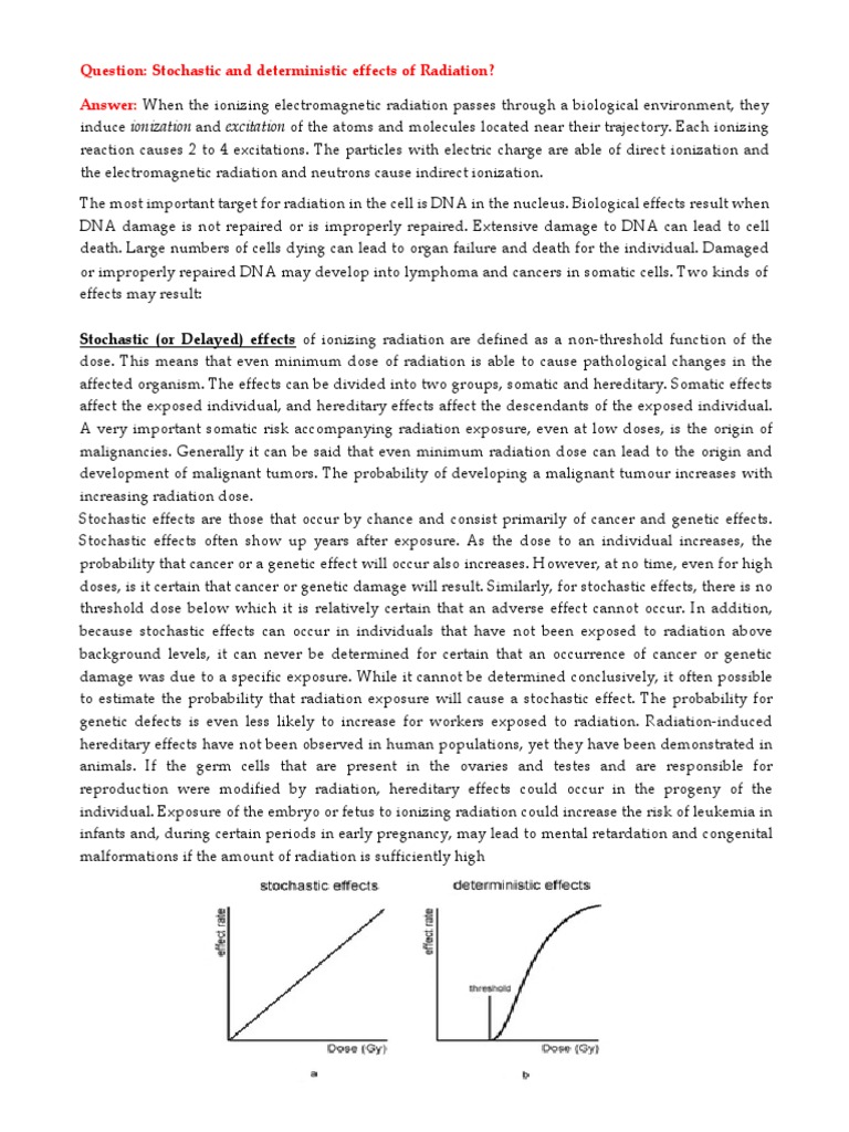 Stochastic and Deterministic Effects of Radiation? Answer | PDF | Acute ...