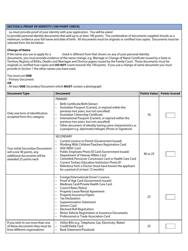 100 Point ID | PDF | Identity Document | Social Institutions