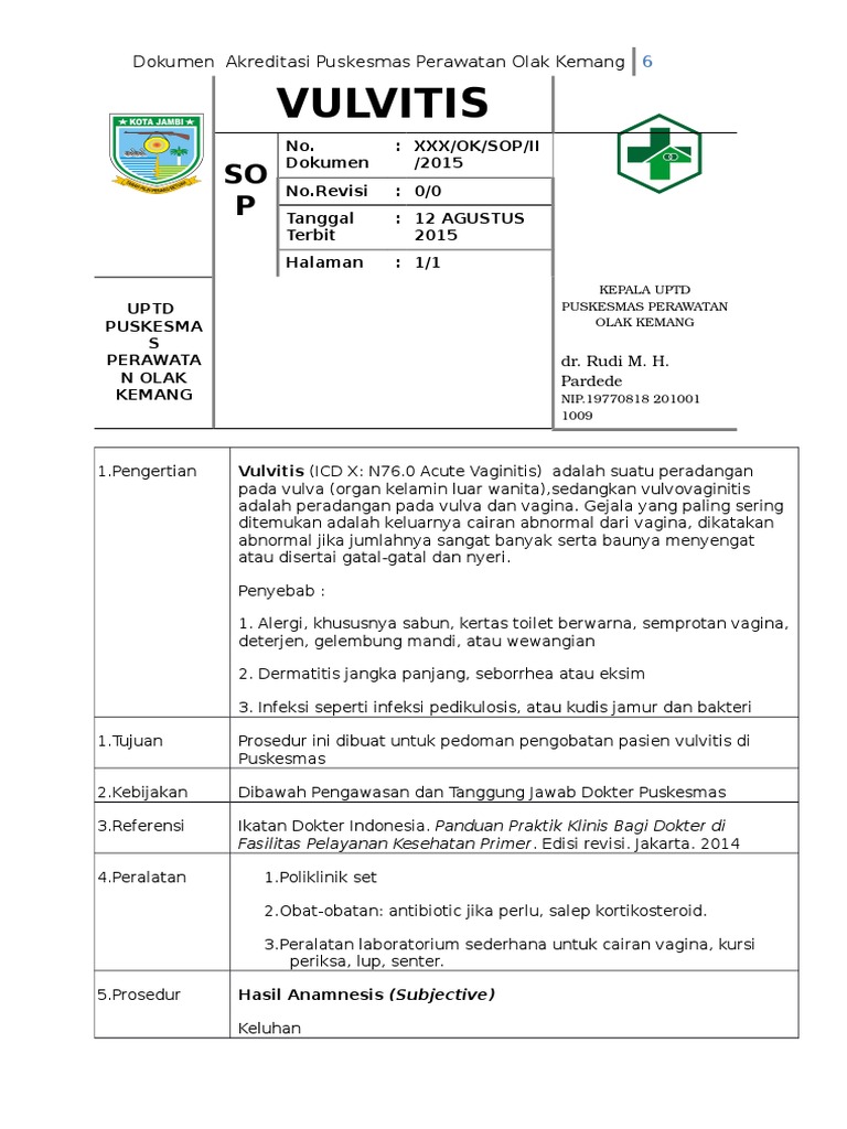 Sop Vulvitis Riv | PDF