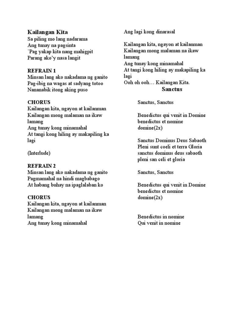 Kailangan Kita - Lyrics | PDF