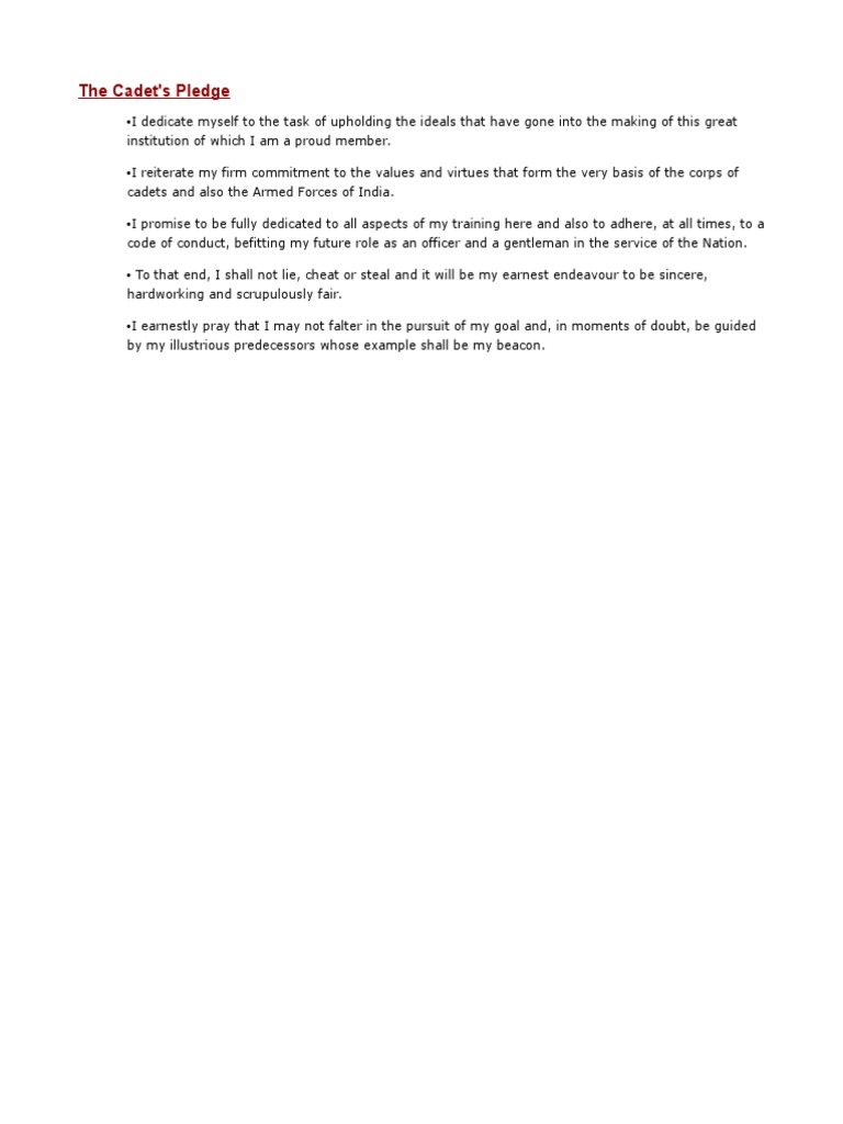 The Cadet's Pledge and Commandments | PDF