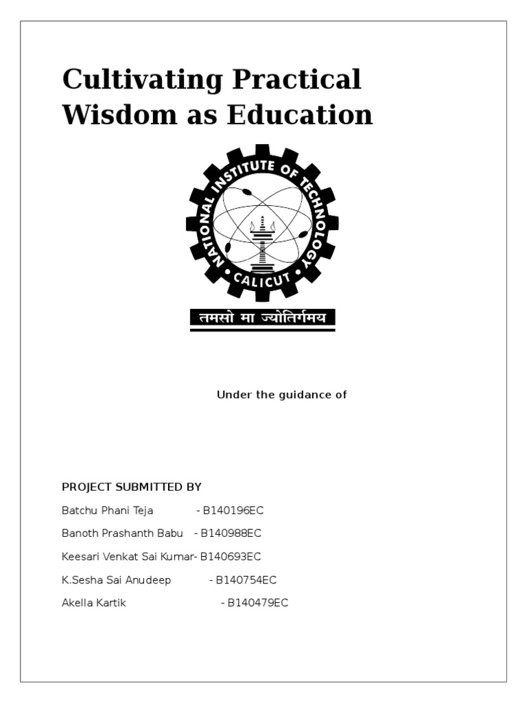 Cultivating Practical Wisdom As Education | PDF | Wisdom | Ethical ...