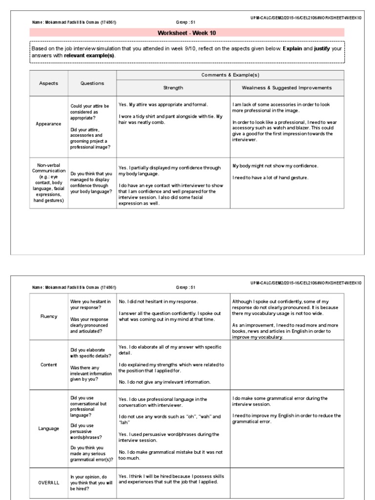 CEL 2106 - Worksheet Week 10 | Download Free PDF | Body Language | Gesture