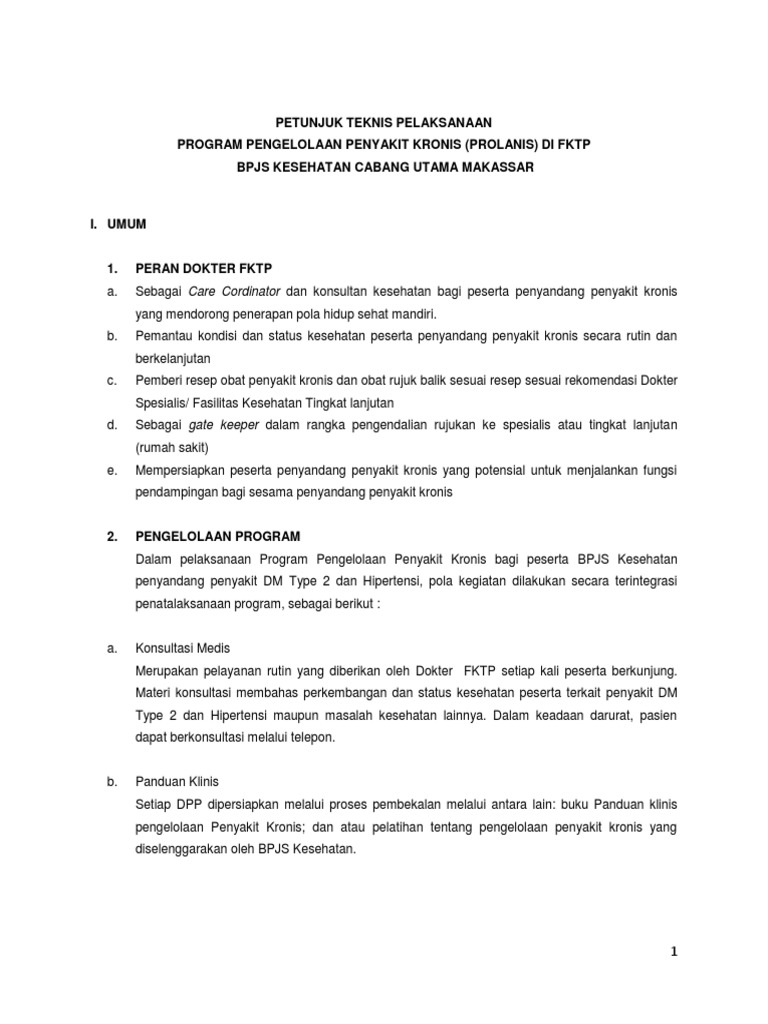 Juknis Prolanis Bpjs Kesehatan | PDF