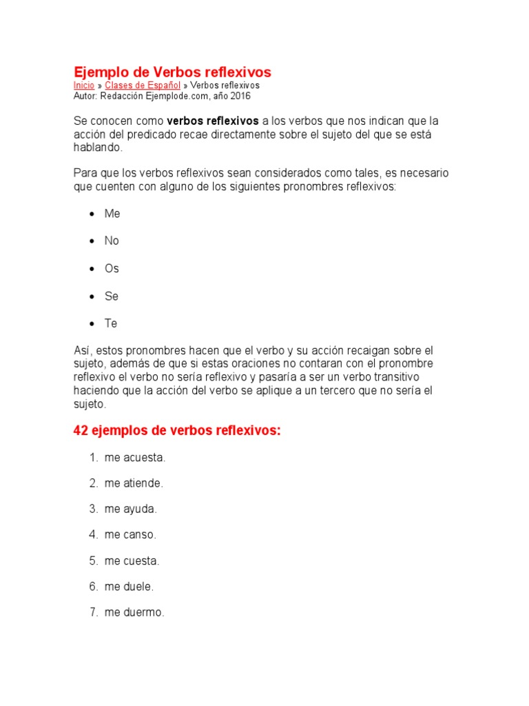Ejemplo de Verbos Reflexivos | PDF