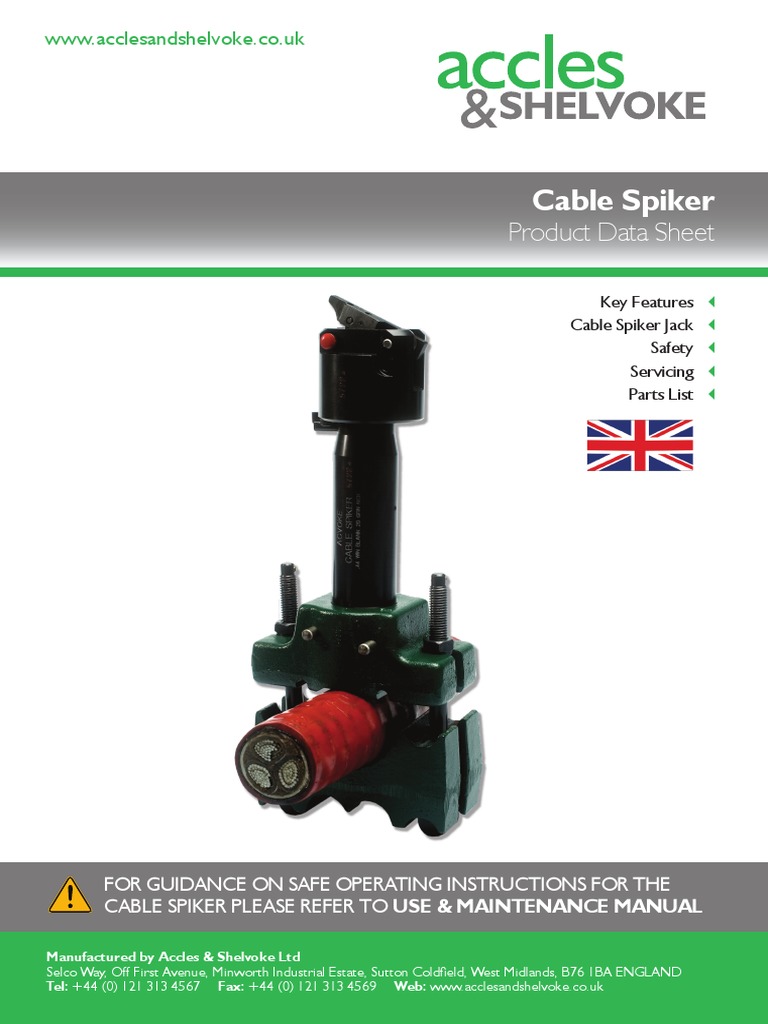 Acvoke Standard Cable Spiker Datasheet | PDF | Cable | Safety