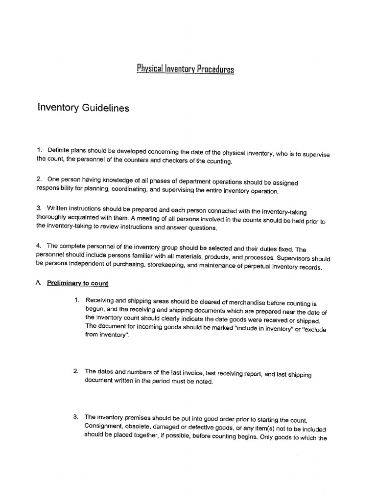 Physical Inventory Procedure PDF | PDF