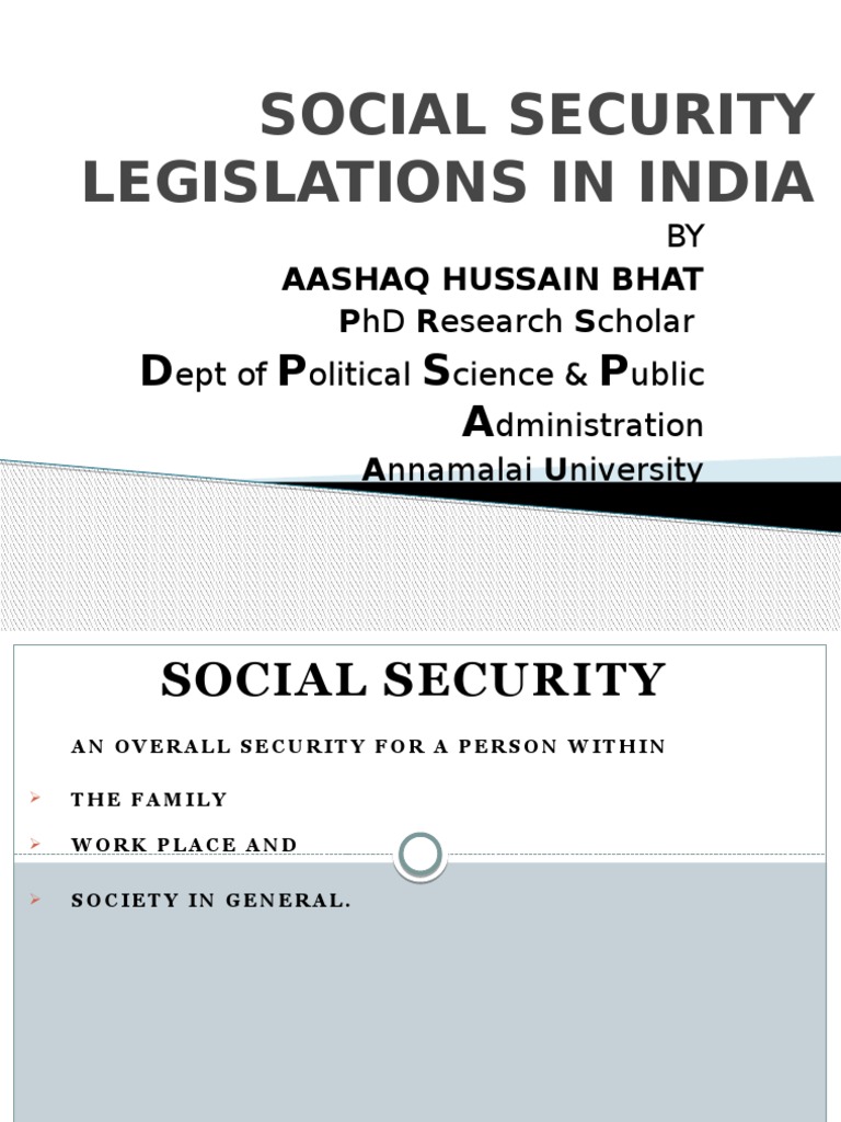 Social Security Legislation in India | PDF