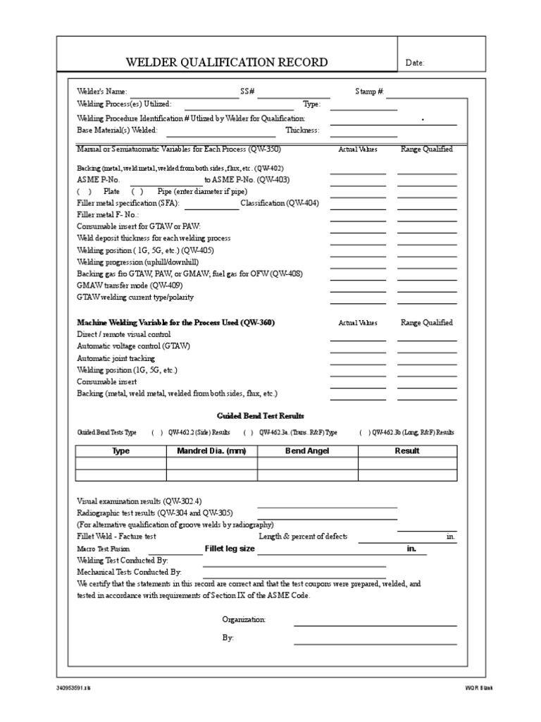 Welder Qualification Record Template | PDF