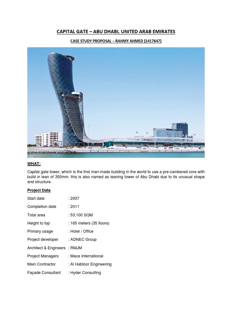 Case Study Proposal - Capital Gate - Rahmy Ahmed | PDF | Engineering ...