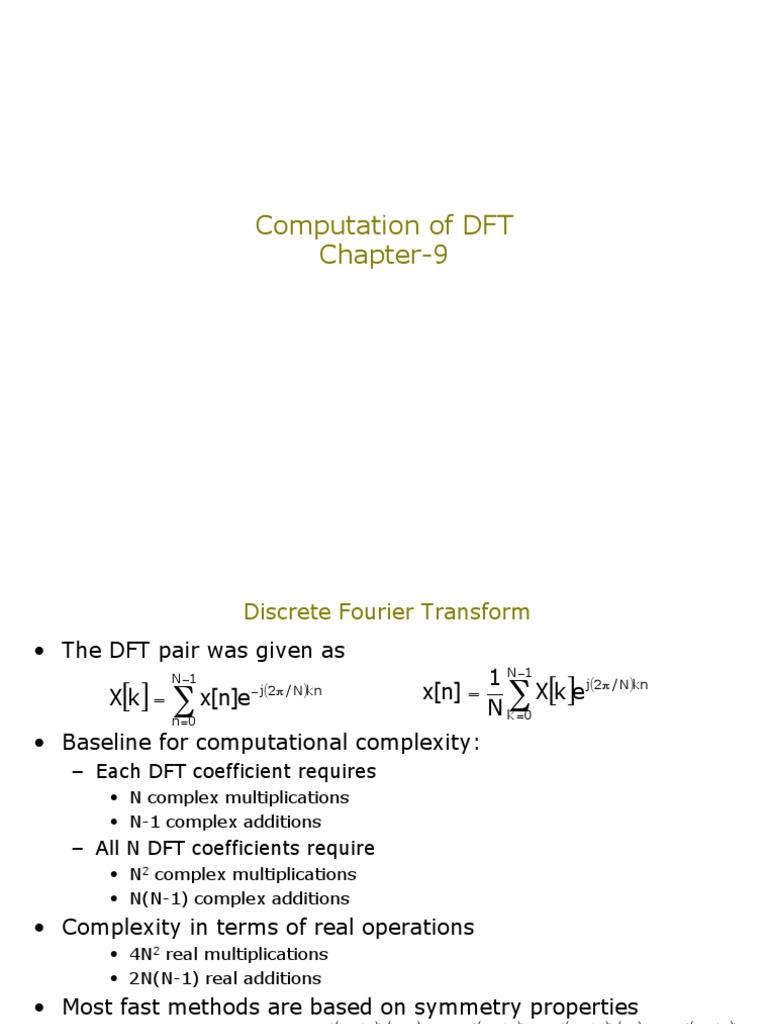 Computation of DFT Chapter-9 | PDF | Discrete Fourier Transform | Fast Fourier Transform