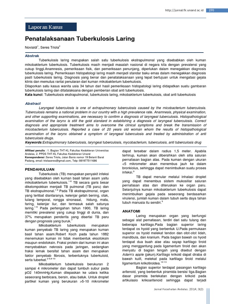LAPSUS TB Laring PDF | PDF | Ilmu Sosial | Kesehatan Holistik