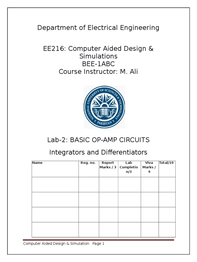 Lab 2 - Integrators Differentiators | PDF | Operational Amplifier | Amplifier