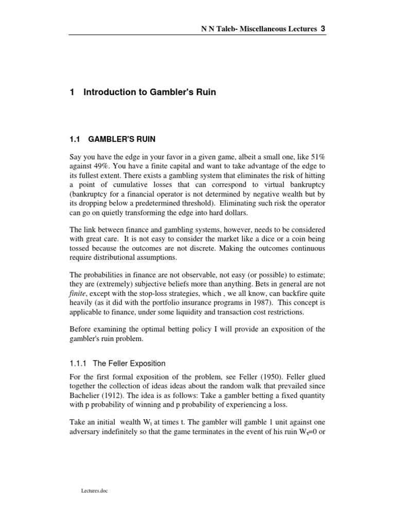 Gamblers Ruin | PDF | Gambling | Statistical Theory