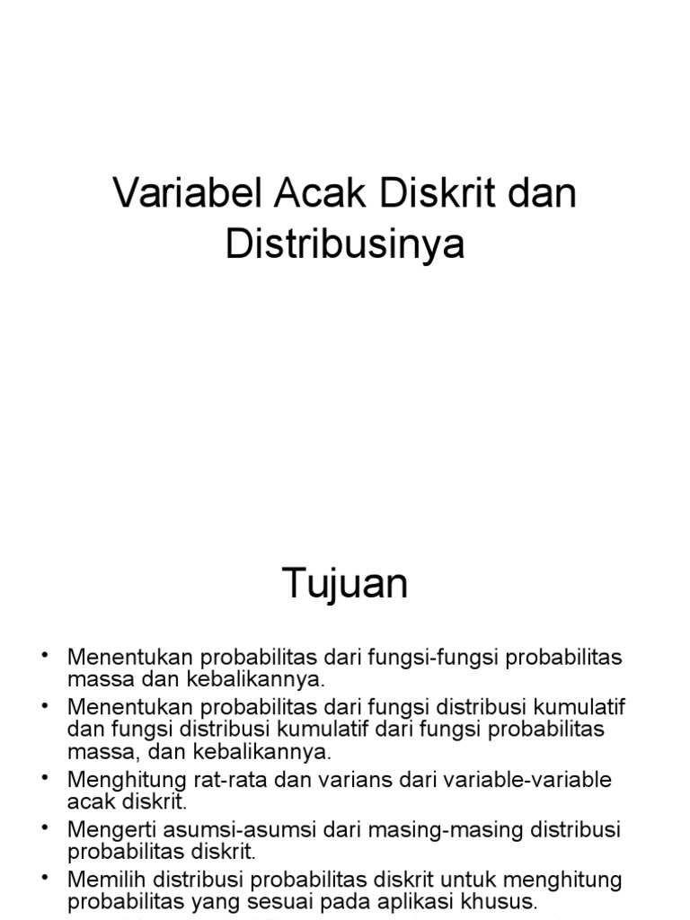 Variable Diskrit Dan Distribusinya | PDF | Metode & Bahan Ajar