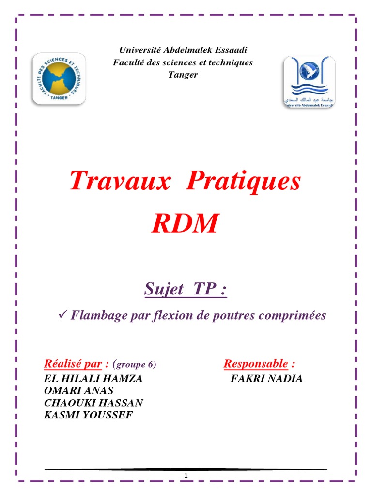 Flambage de poutres : TP RDM détaillé | PDF | Flambage | Résistance des matériaux