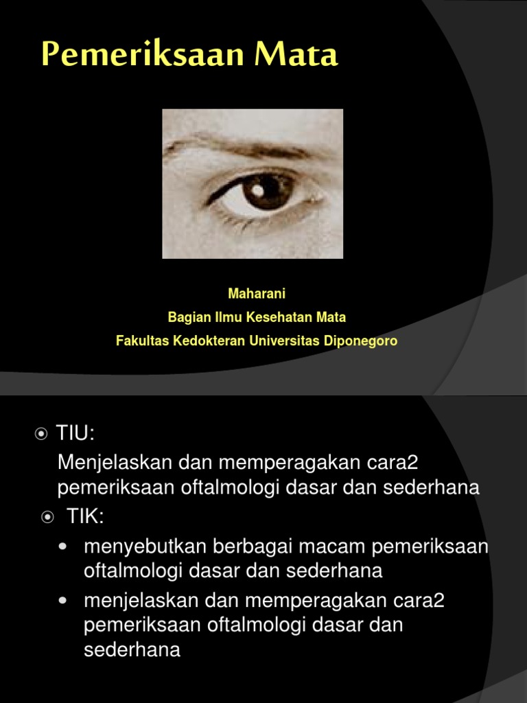 Panduan Pemeriksaan Oftalmologi Dasar | PDF