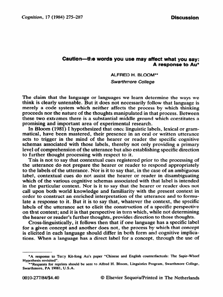 Caution - The Words You Use May Affect What You Say | Download Free PDF ...