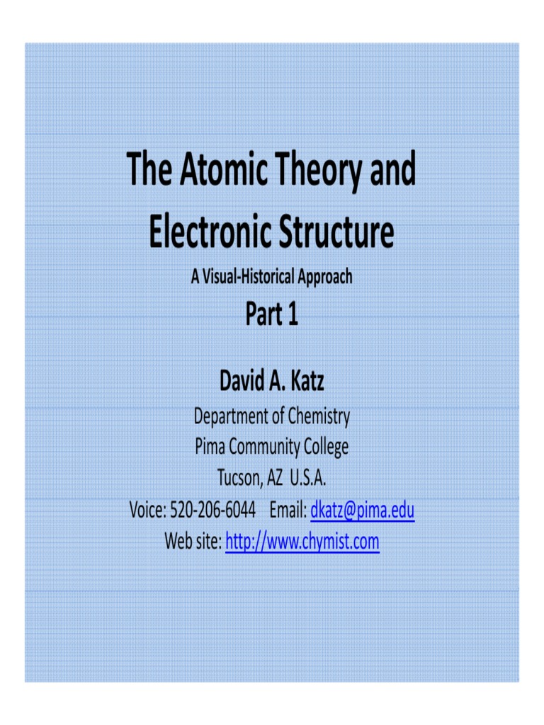 The Atomic Theory and Electronic Structure Electronic Structure | PDF ...