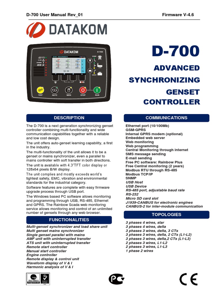 Datakom d700tft Installation Manual | PDF | Usb | Power Supply