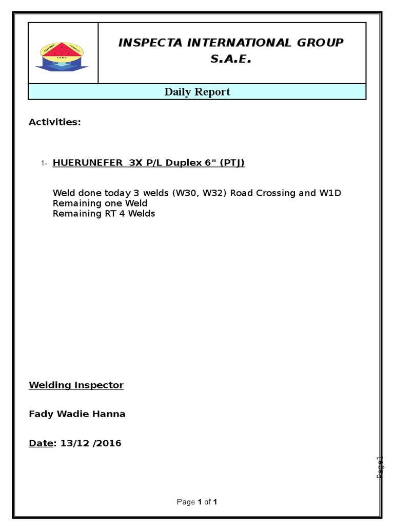 Daily Report Gas | PDF