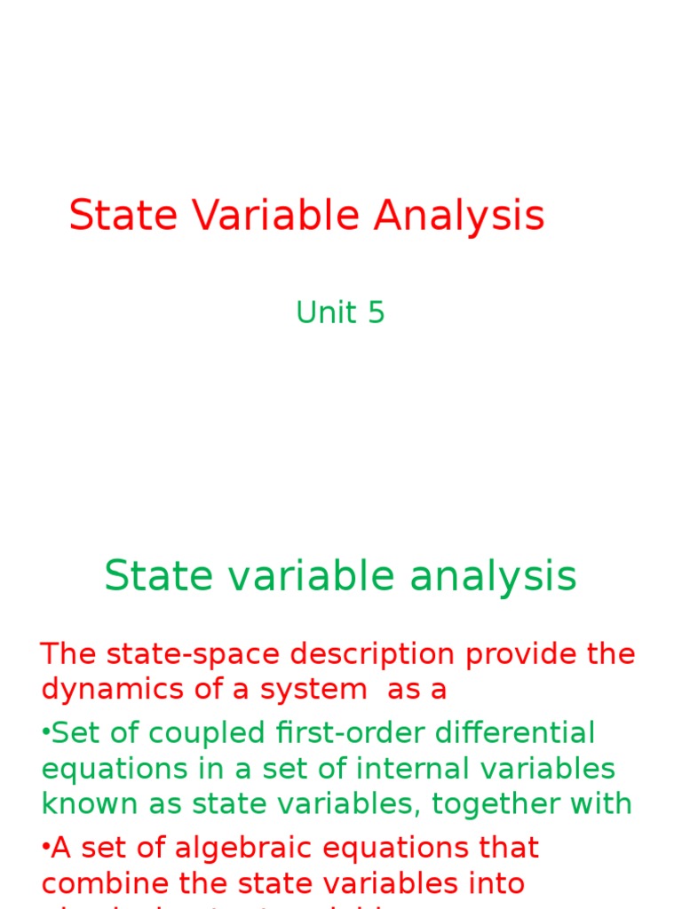 State Variable Analysis 1 Final | PDF | Systems Science | Linear Algebra