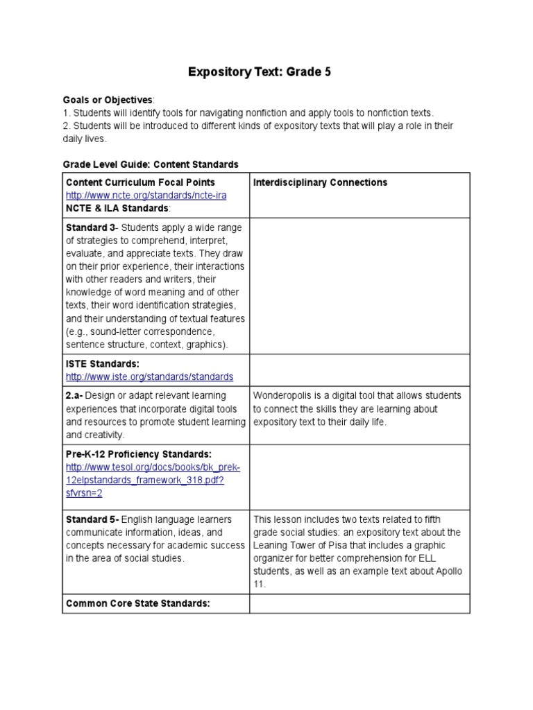 Expository Text: Grade 5 | PDF | Educational Assessment | Cognitive Science