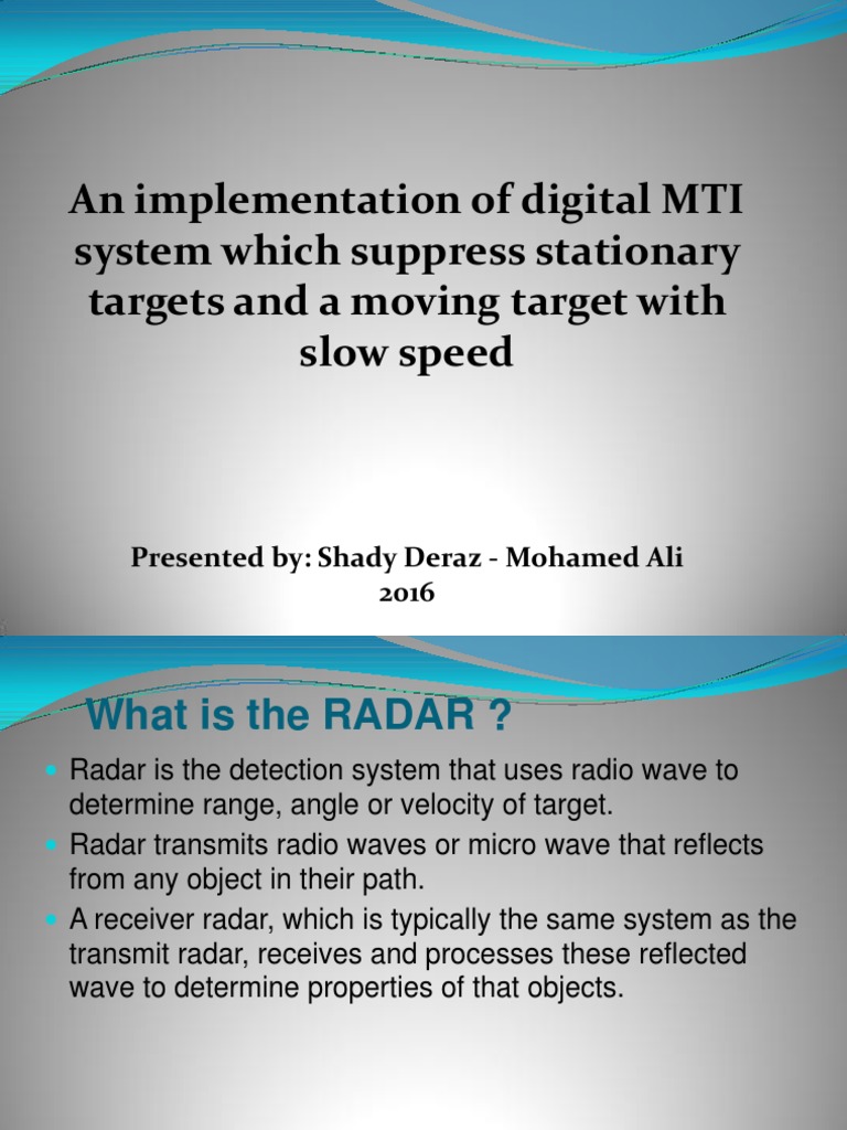 MTI Radar | PDF | Waves | Algorithms