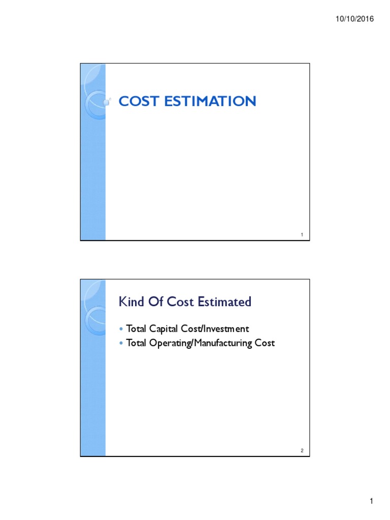 E03 - Capital Cost Estimation | PDF | Inventory | Specification (Technical Standard)