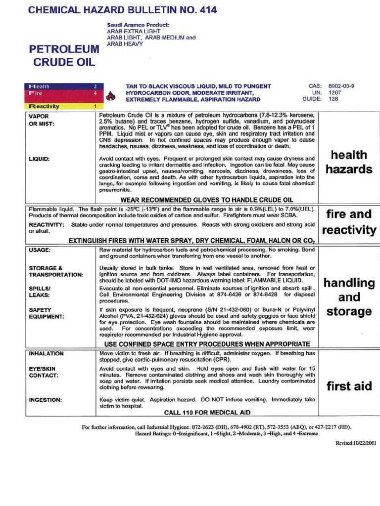 Saudi Aramco MSDS | PDF