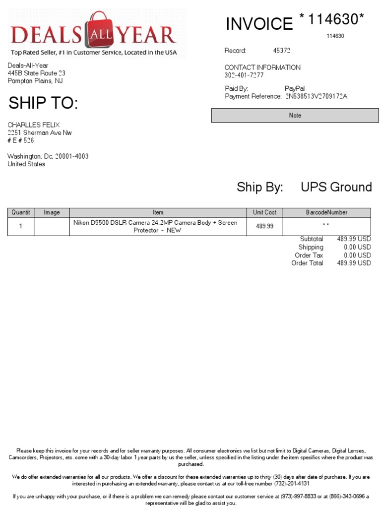 Invoice: Ship By: UPS Ground | PDF