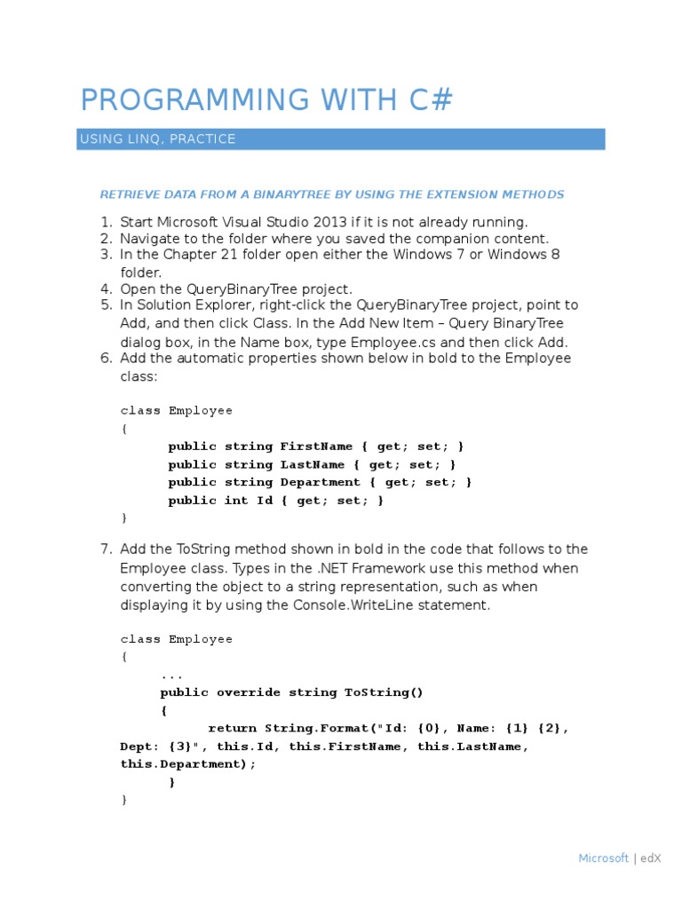 Programming With C#: Using Linq, Practice | PDF | System Software | Computing