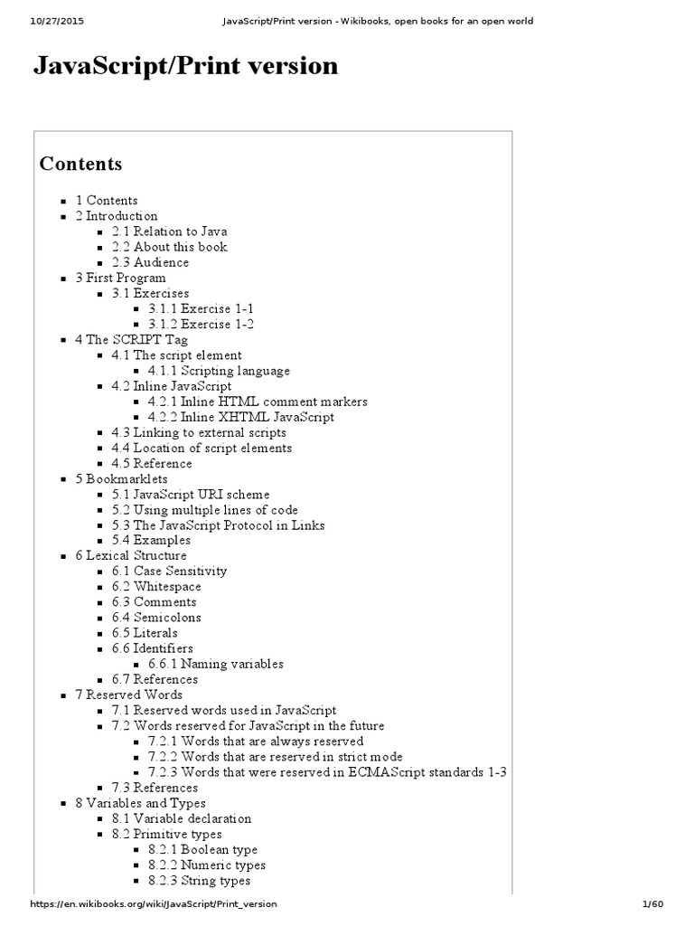 Javascript Print Version Wikibooks Open Books For An Open World Pdf Pdf Java Script Html