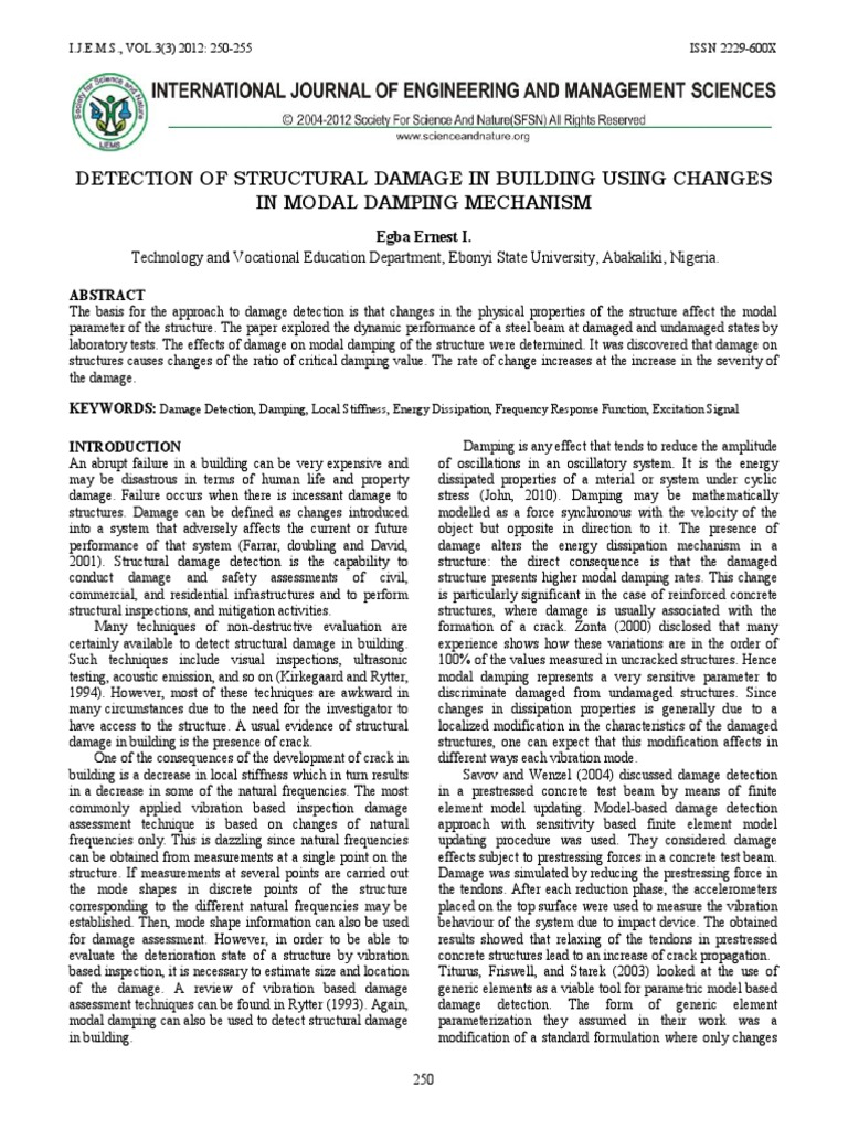 Detection of Structural Damage in Building Using Changes in Modal ...