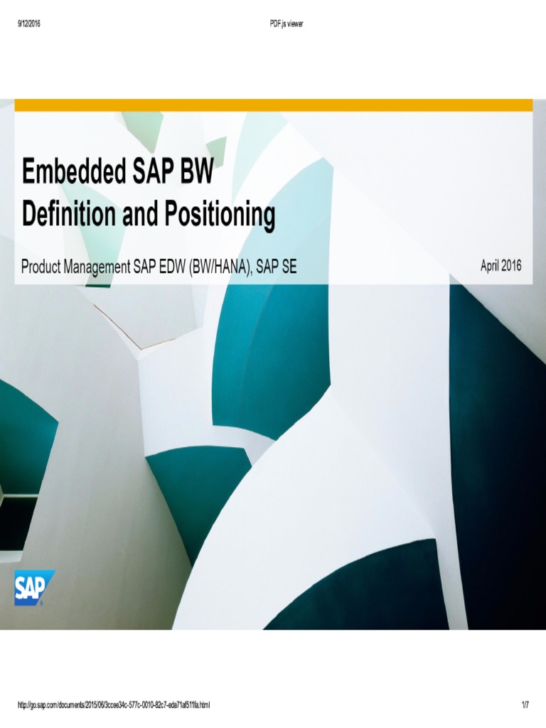 Embedded SAP BW - Definition and Positioning | PDF
