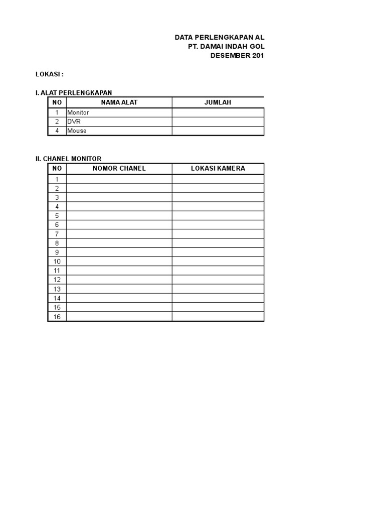 Form Pengecekan Monitor CCTV | PDF