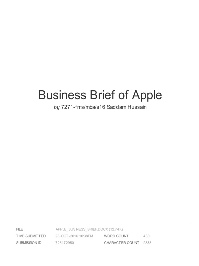 Business Brief of Apple | PDF