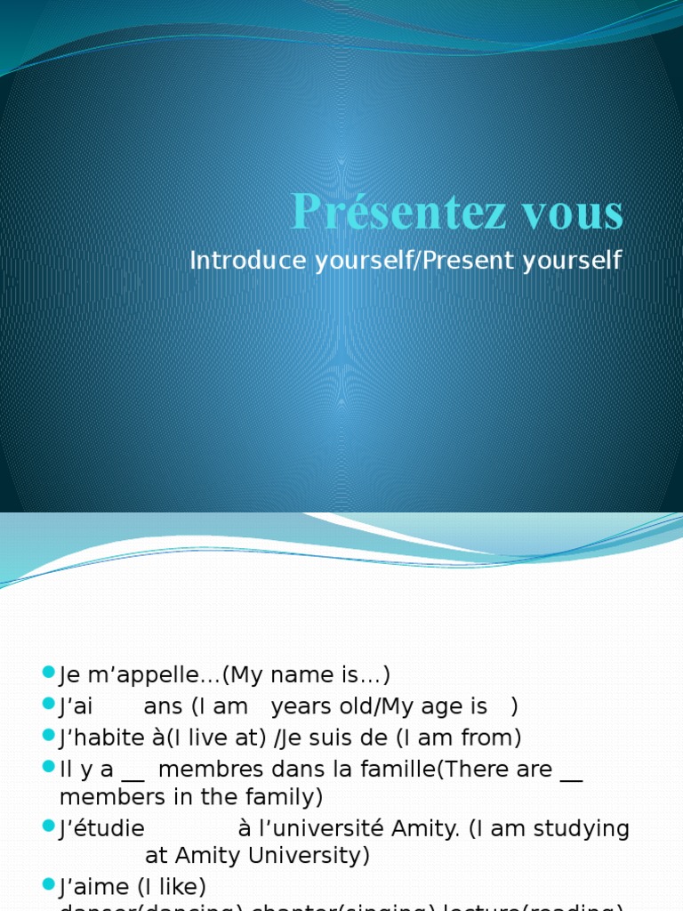 Présentez Vous | PDF